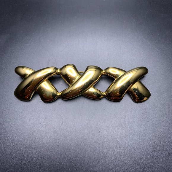 Vintage | Jewelry | Xxx Bar Brooch Pin Glossy Polished Gold Tone Chunky ...